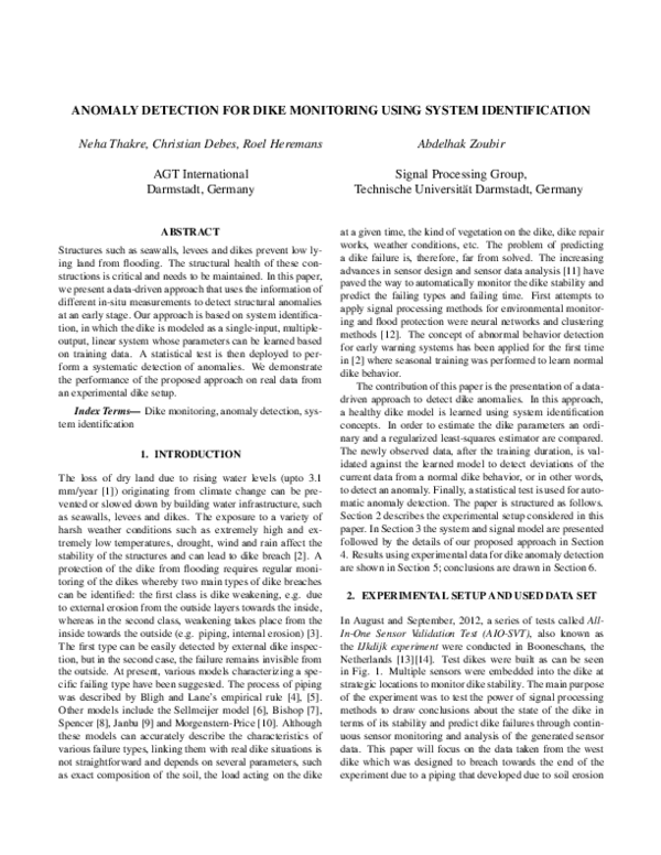 (PDF) Anomaly detection for dike monitoring using system identification