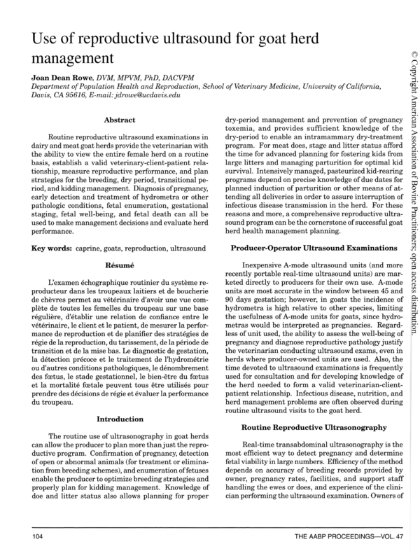 (PDF) Use of reproductive ultrasound for goat herd management