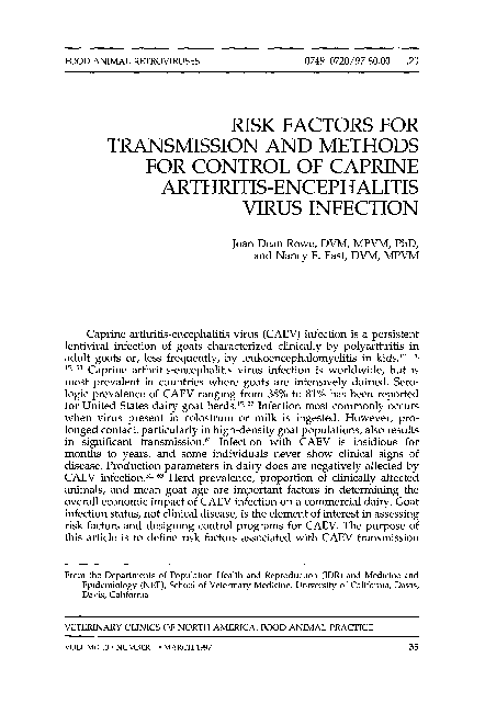 (PDF) Risk Factors for Transmission and Methods for Control of Caprine ...