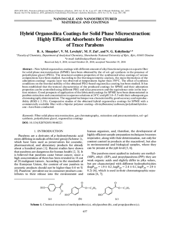 (PDF) Hybrid Organosilica Coatings for Solid Phase Microextraction: Highly Efficient Adsorbents ...
