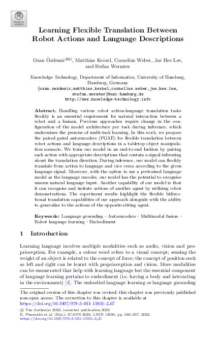 (PDF) Learning Flexible Translation between Robot Actions and Language ...