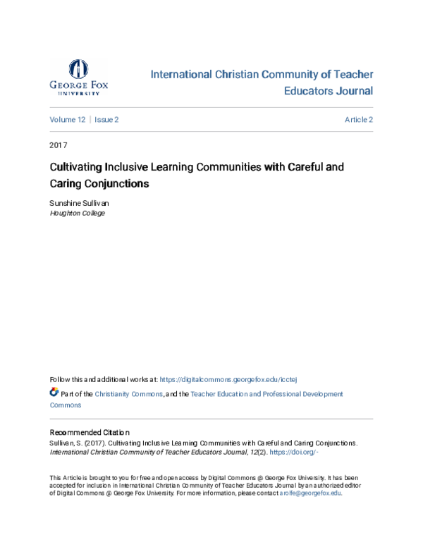 (PDF) Cultivating Inclusive Learning Communities with Careful and ...