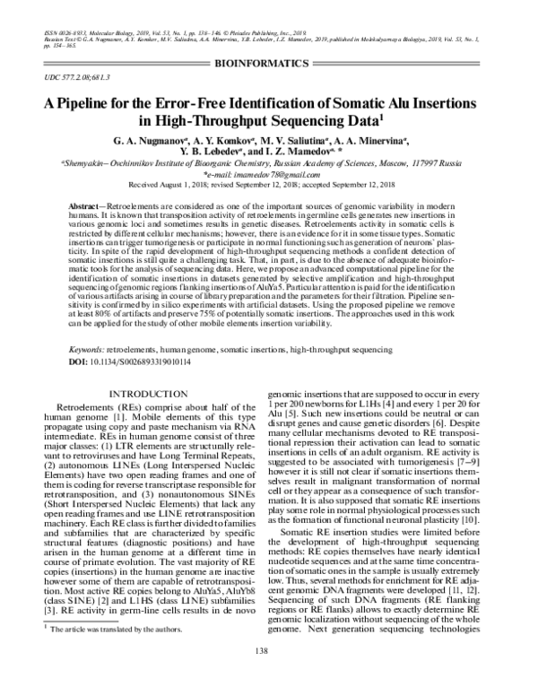 (PDF) A Pipeline for the Error-Free Identification of Somatic Alu Insertions in High-Throughput ...