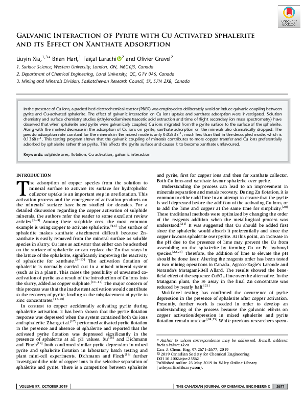 (PDF) Galvanic Interaction of Pyrite with Cu Activated Sphalerite and ...