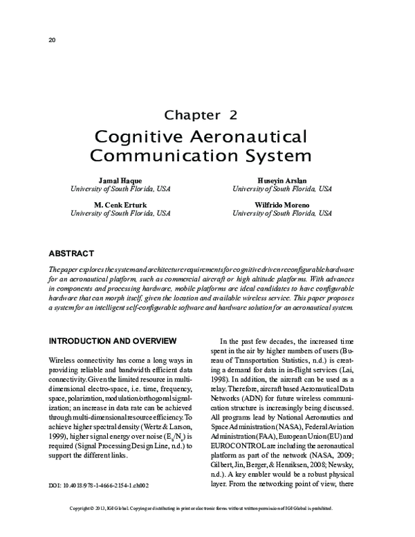 (PDF) Cognitive Aeronautical Communication System