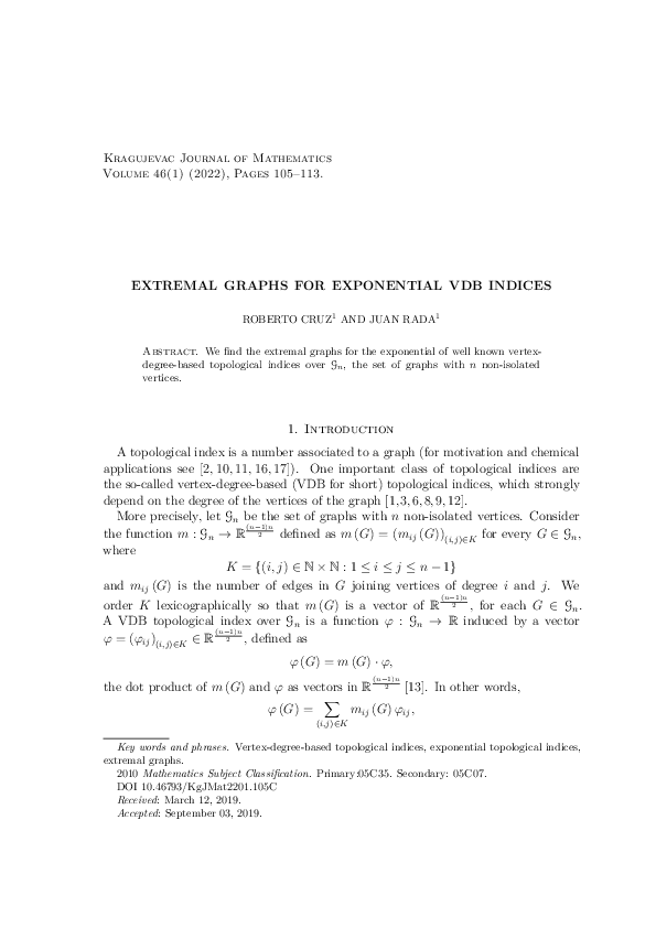 (PDF) Extremal Graphs for Exponential VDB Indices | Roberto Cruz - Academia.edu