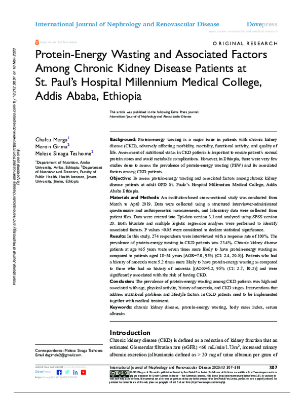 (PDF) Protein-Energy Wasting and Associated Factors Among Chronic ...