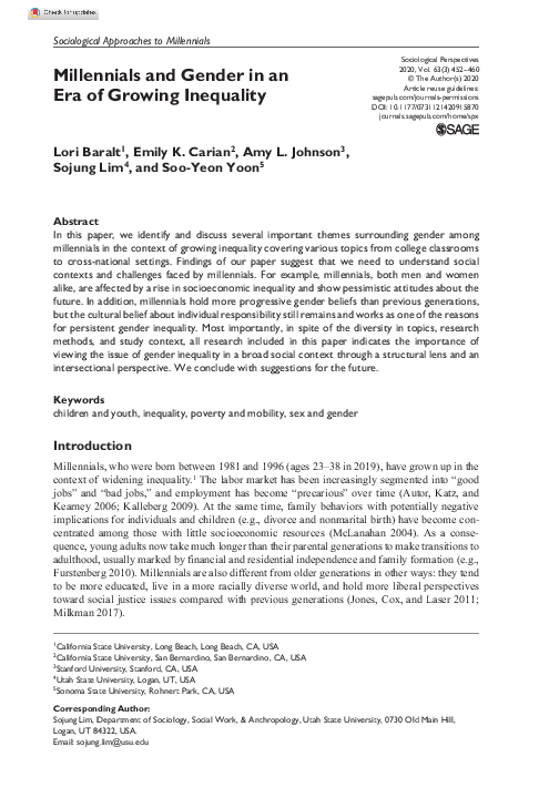 (PDF) Millennials and Gender in an Era of Growing Inequality