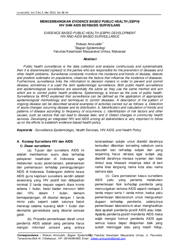 (PDF) Mengembangkan Evidence Based Public Health (Ebph) Hiv Dan Aids ...