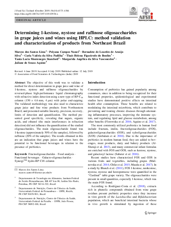 (PDF) Determining 1-kestose, nystose and raffinose oligosaccharides in ...