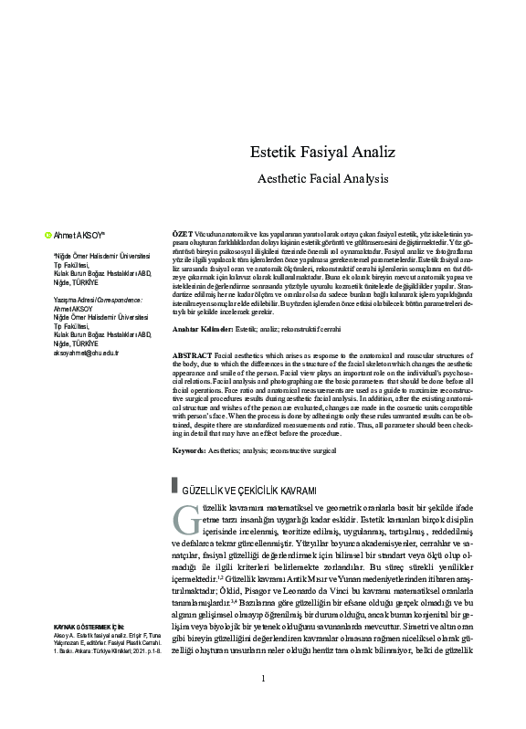 (PDF) Estetik Fasiyal Analiz