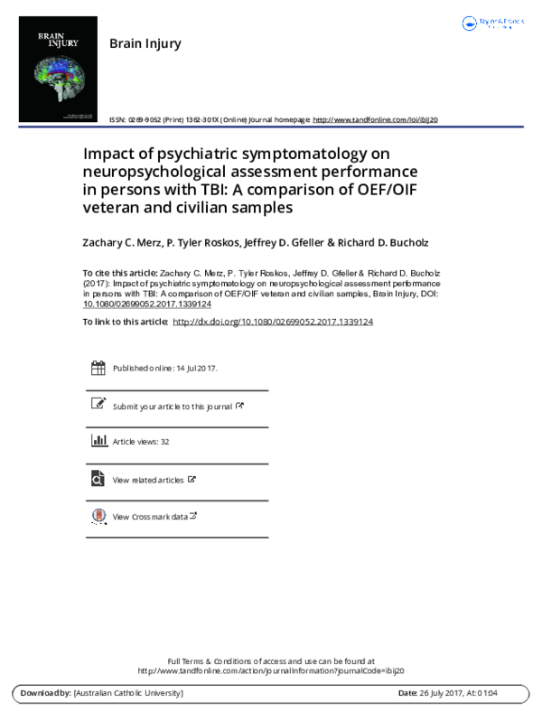 (PDF) Impact of psychiatric symptomatology on neuropsychological ...