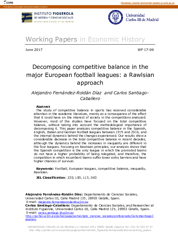 (PDF) Decomposing competitive balance in the major European football ...