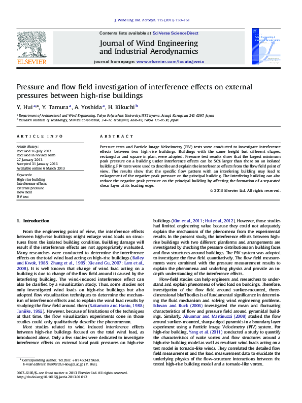 (PDF) Pressure and flow field investigation of interference effects on ...