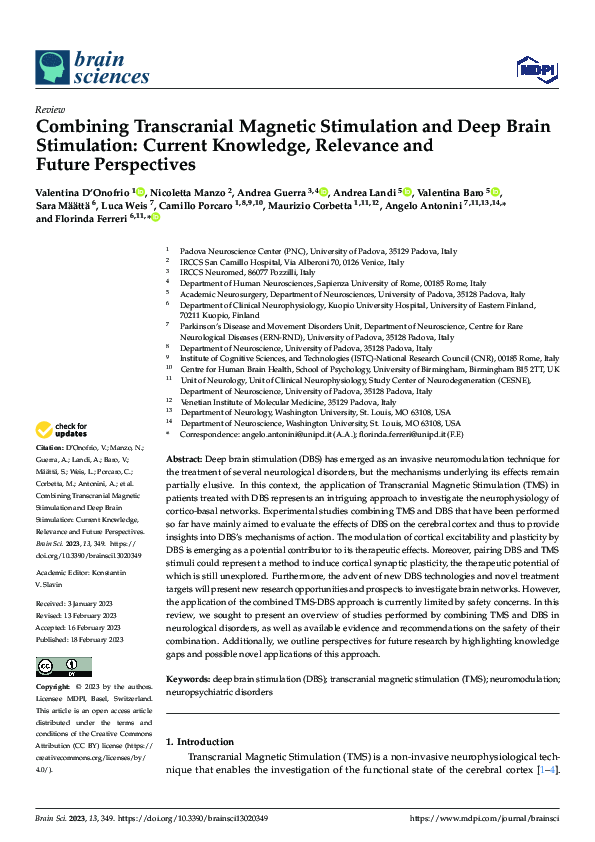 (PDF) Combining Transcranial Magnetic Stimulation and Deep Brain ...