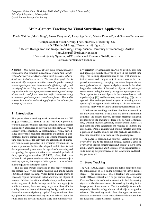 (PDF) Multi-Camera Tracking for Visual Surveillance Applications