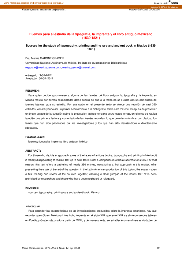 (PDF) Fuentes para el estudio de la tipografía, la imprenta y el libro ...