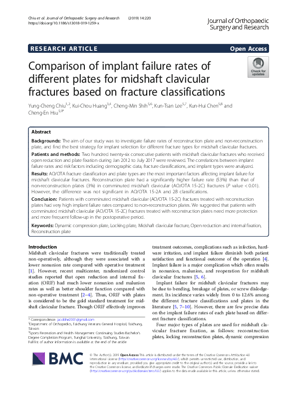 (PDF) Comparison of implant failure rates of different plates for ...