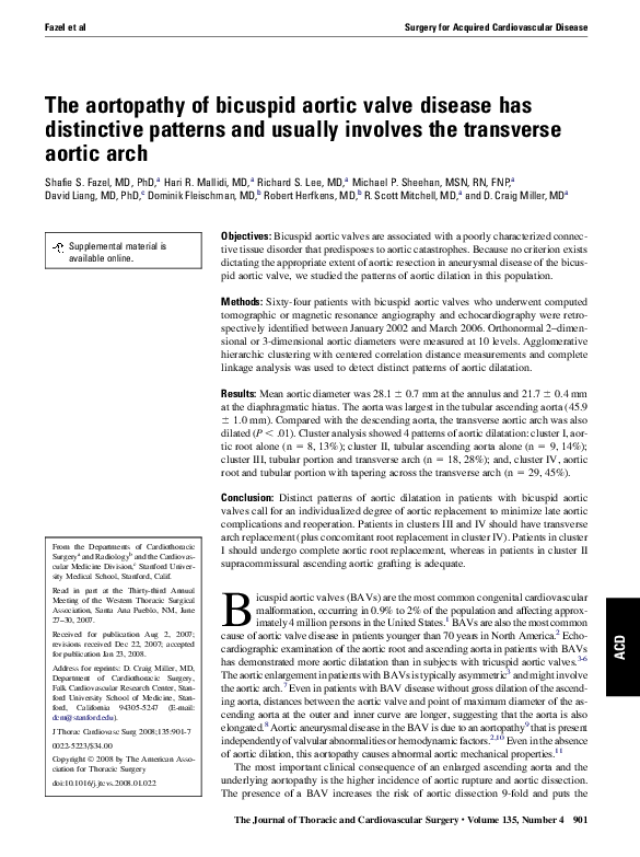 (PDF) The aortopathy of bicuspid aortic valve disease has distinctive ...