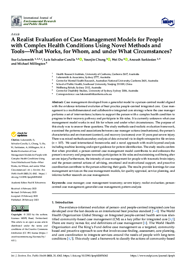 (PDF) A Realist Evaluation of Case Management Models for People with ...