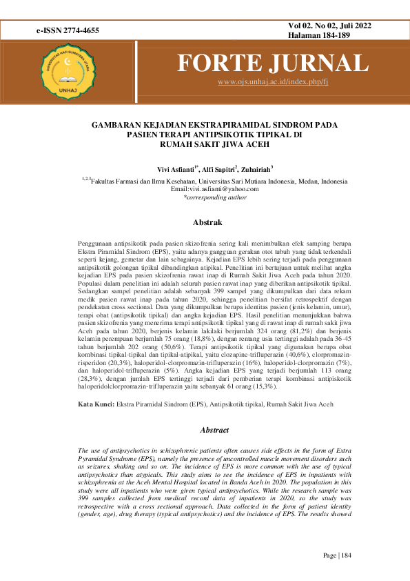 (PDF) Gambaran Kejadian Ekstrapiramidal Sindrom Pada Pasien Terapi ...