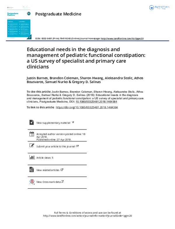 (PDF) Educational needs in the diagnosis and management of pediatric ...