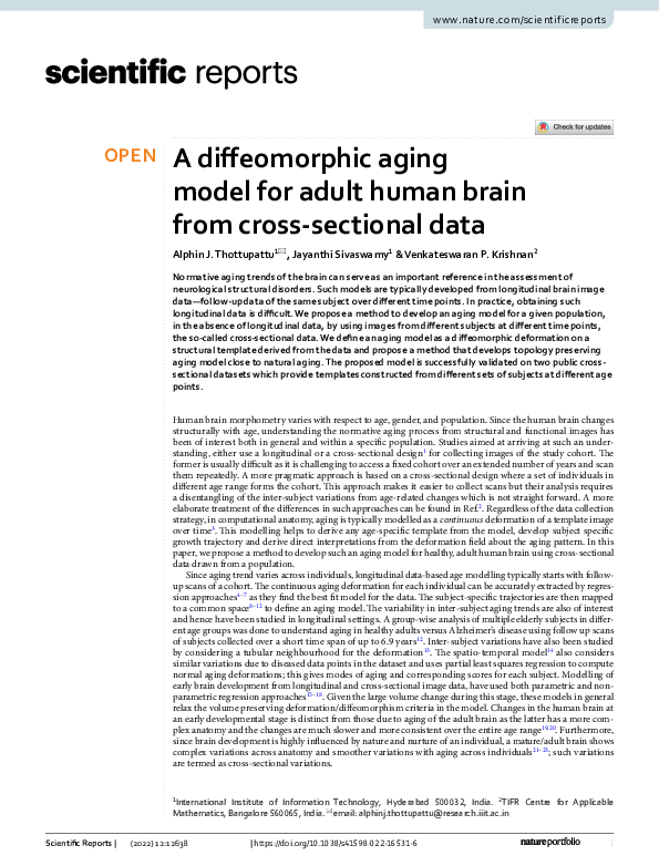 (PDF) A Diffeomorphic Aging Model for Adult Human Brain from Cross ...