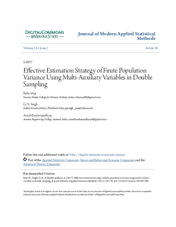 (PDF) Effective estimation strategy of finite population variance using multi-auxiliary ...
