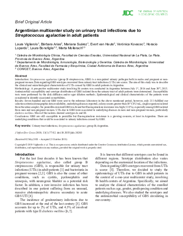 (PDF) Argentinian multicenter study on urinary tract infections due to ...