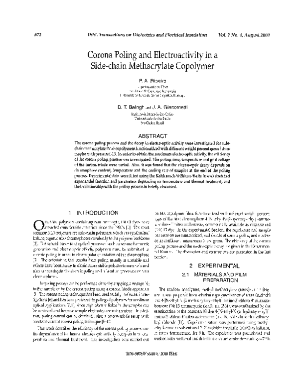 (PDF) Corona poling and electroactivity in a side-chain methacrylate ...