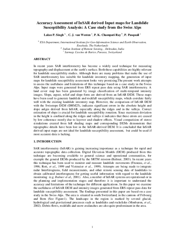 (PDF) Accuracy assessment of InSAR derived input maps for landslide susceptibility analysis: a ...