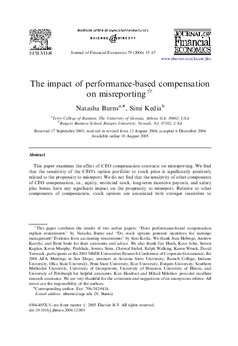 (PDF) The impact of performance-based compensation on misreporting