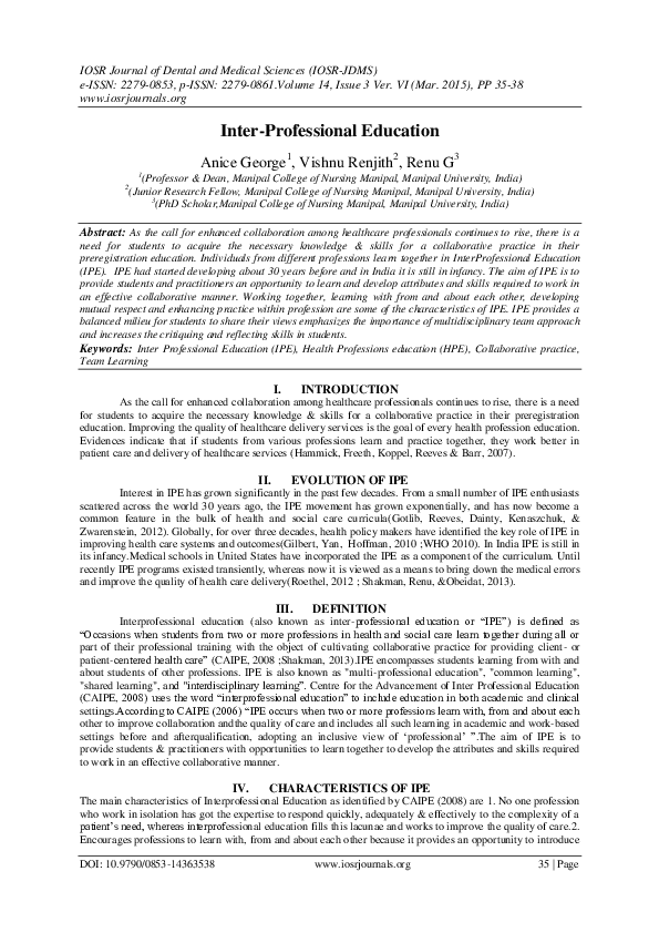 (PDF) Inter-Professional Education