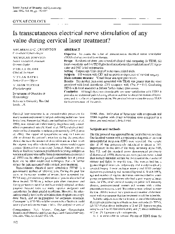 (PDF) Is transcutaneous electrical nerve stimulation of any value ...