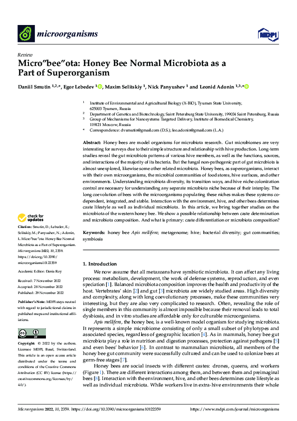 (PDF) Micro”bee”ota: Honey Bee Normal Microbiota as a Part of Superorganism