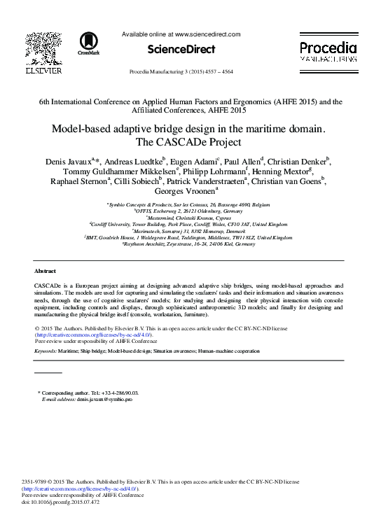 (PDF) Model-based Adaptive Bridge Design in the Maritime Domain. The ...