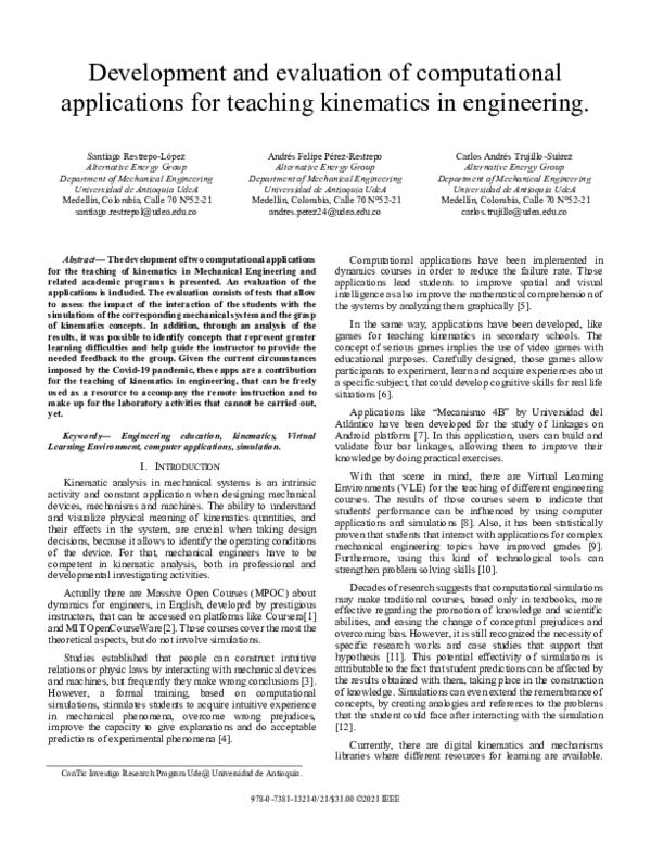 (PDF) Development and evaluation of computational applications for teaching kinematics in ...