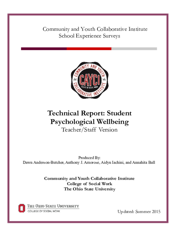 (PDF) Community and Youth Collaborative Institute School Experience Surveys