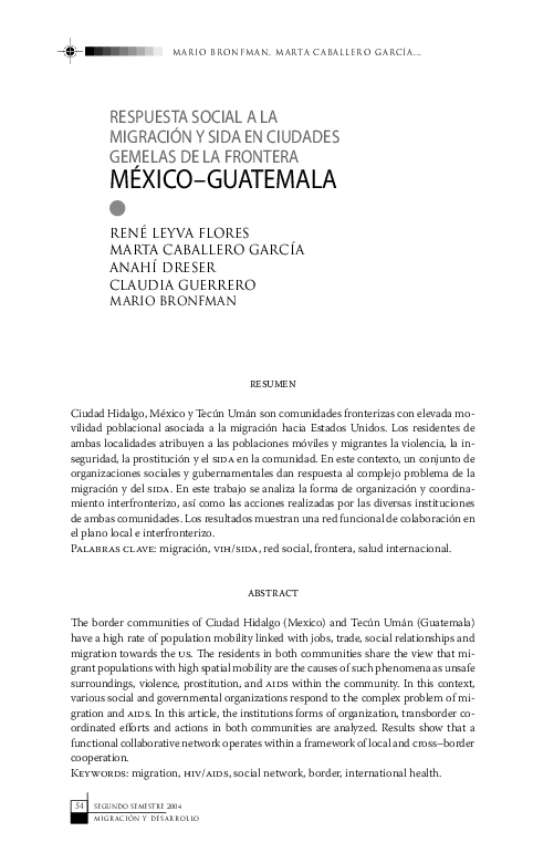 (PDF) Respuesta Social a La Migraci n y Sida en Ciudades Gemelas De La ...