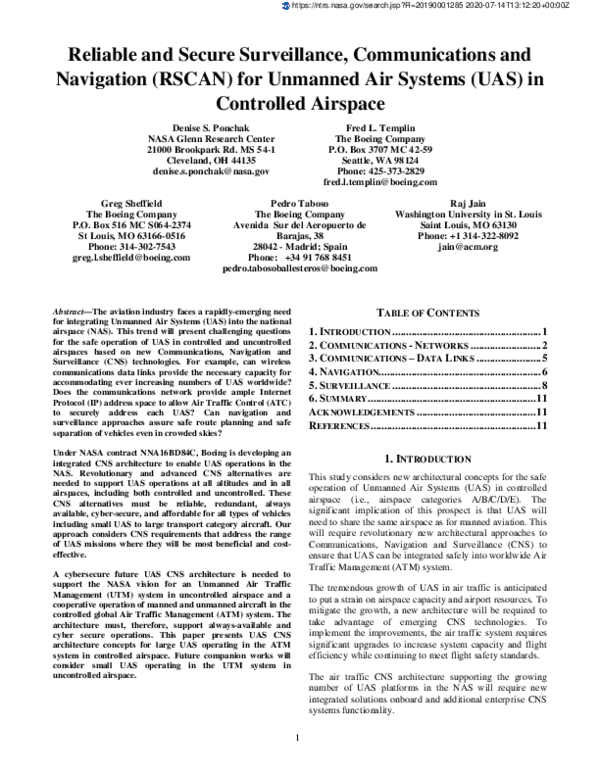 (PDF) Reliable and secure surveillance, communications and navigation ...