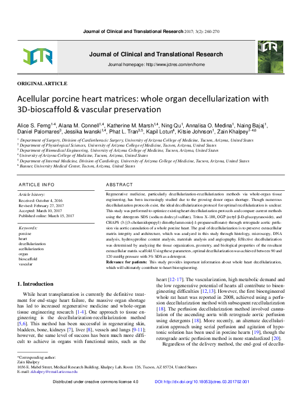 (PDF) Acellular porcine heart matrices: whole organ decellularization ...