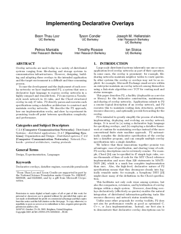 (PDF) Implementing declarative overlays