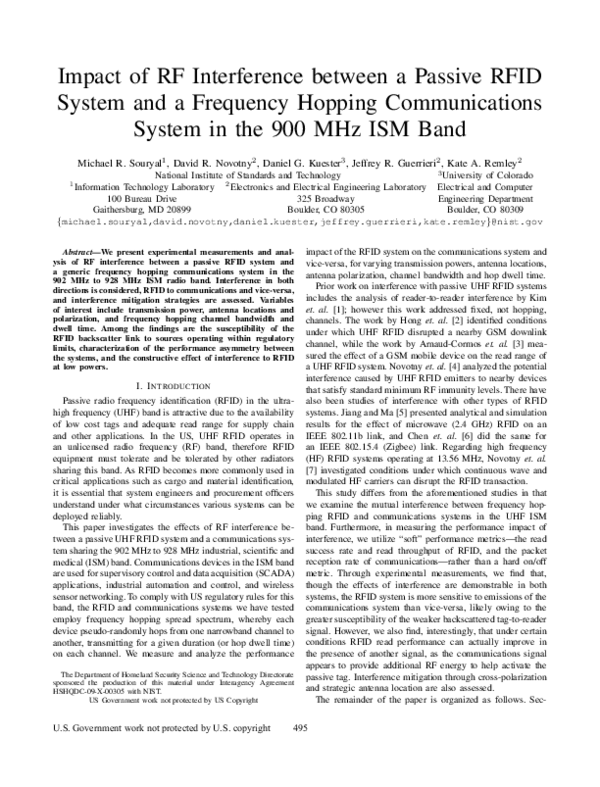(PDF) Impact of RF interference between a passive RFID system and a ...