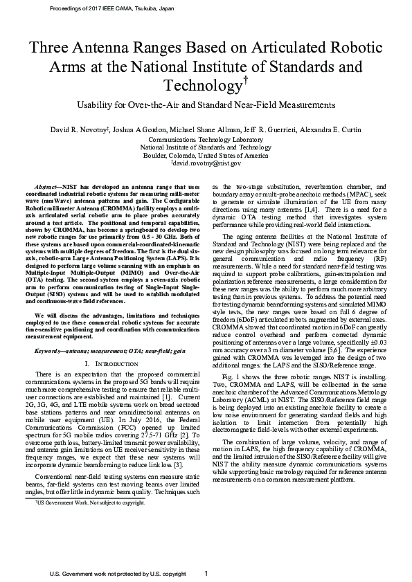 (PDF) Three antenna ranges based on articulated robotic arms at the national institute of ...