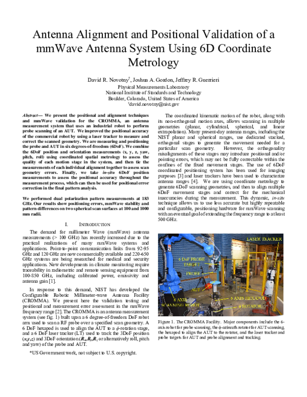 Pdf Antenna Alignment And Positional Validation Of A Mmwave Antenna System Using 6d Coordinate