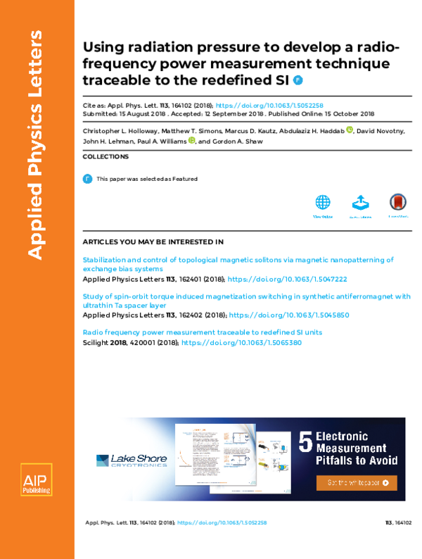 (PDF) Using radiation pressure to develop a radio-frequency power ...
