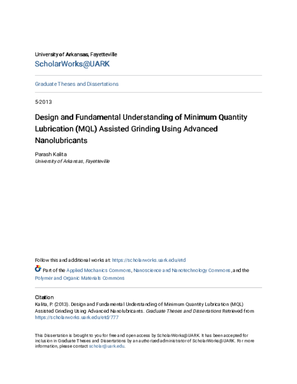Pdf Design And Fundamental Understanding Of Minimum Quantity Lubrication Mql Assisted