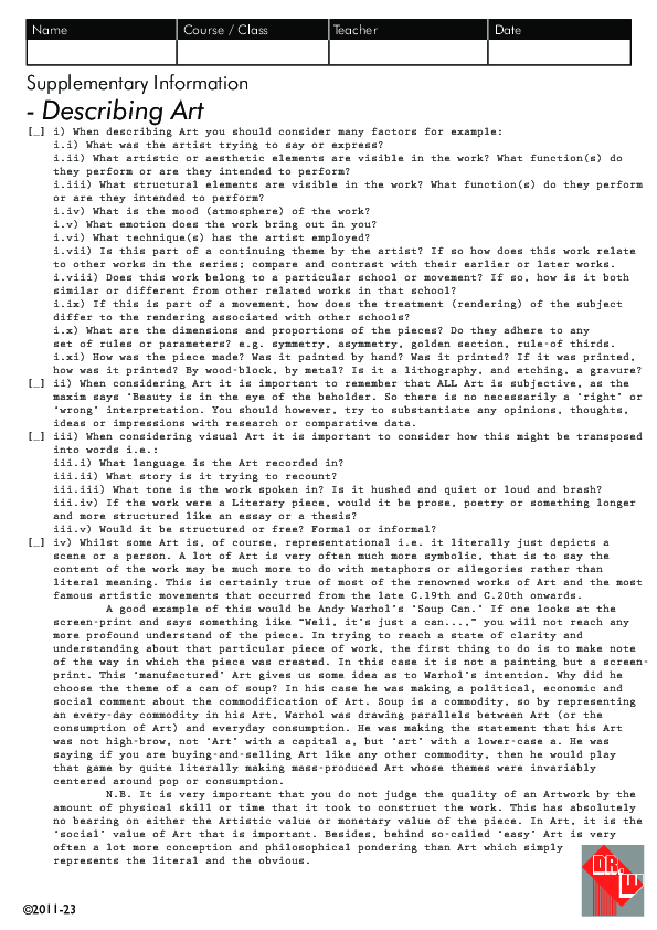 (PDF) Describing Art