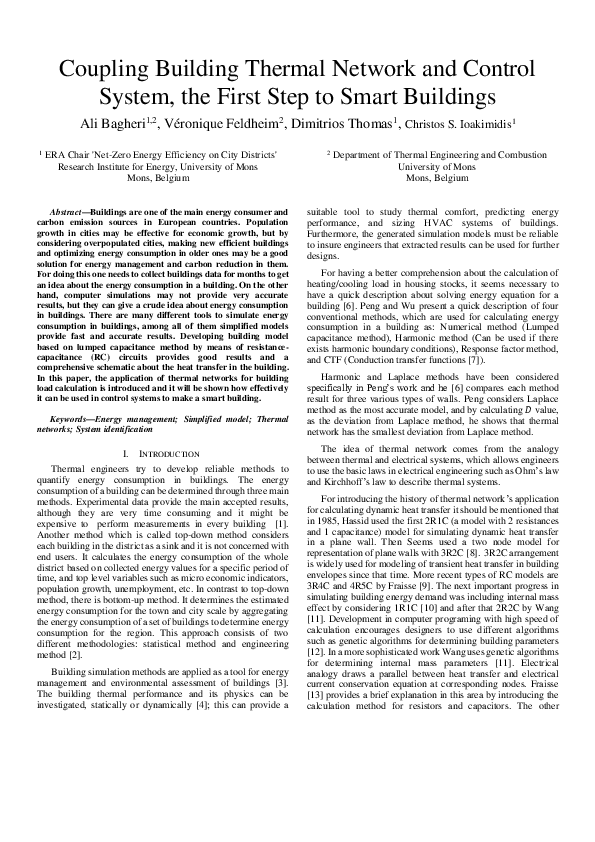 (PDF) Coupling building thermal network and control system, the first ...