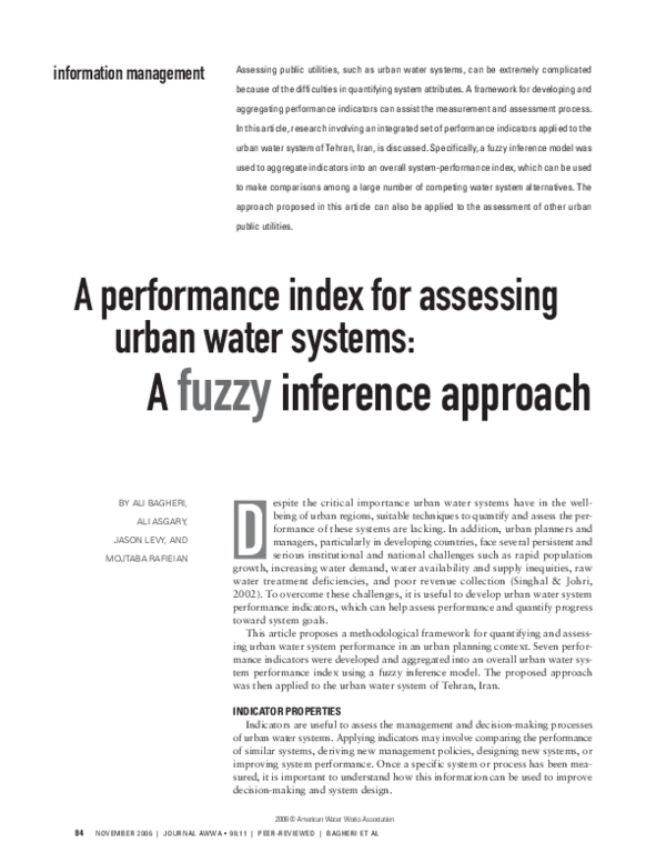 (PDF) A Performance Index for Assessing Urban Water Systems: A Fuzzy ...